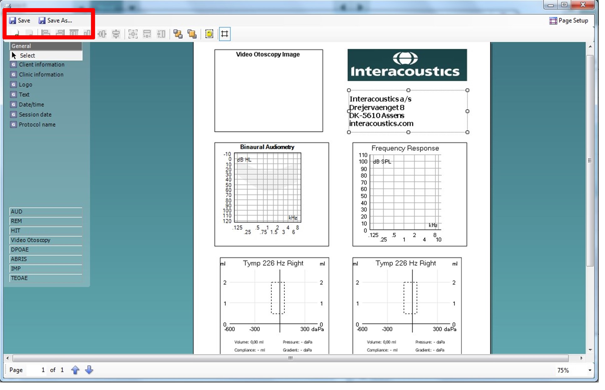 Affinity Compact | Customized Printout Setup | Interacoustics